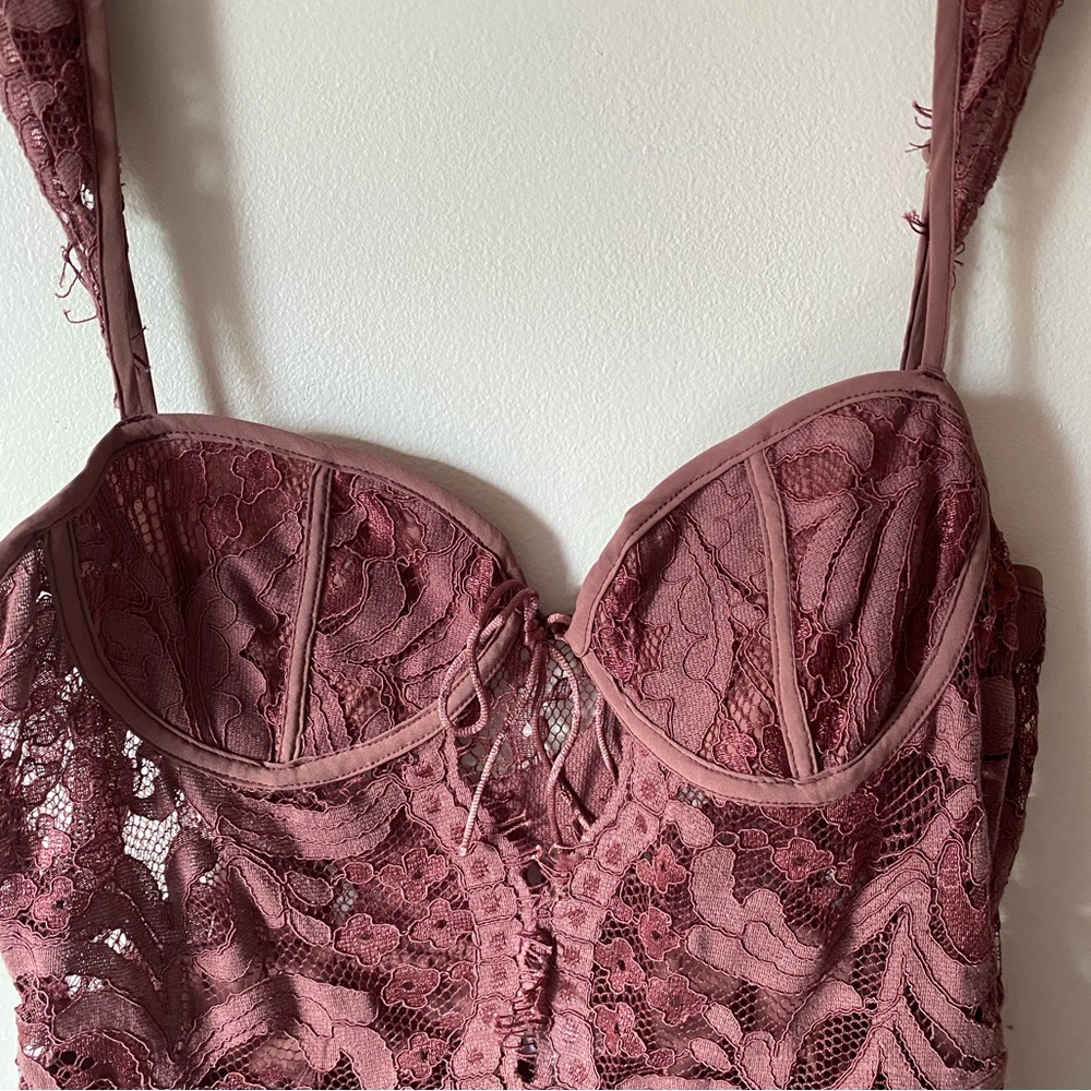 Purple Pink Rose Lace Mini Dress Minidress Bodycon - Gem